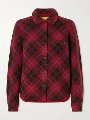 Guest In Residence Dylan Checked Cashmere Cardigan - Red