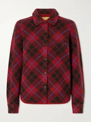 Guest In Residence Dylan Checked Cashmere Cardigan - Red
