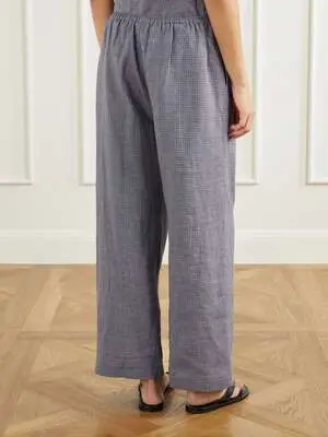 DEIJI STUDIOS Ease Checked Linen Straight-leg Pants
