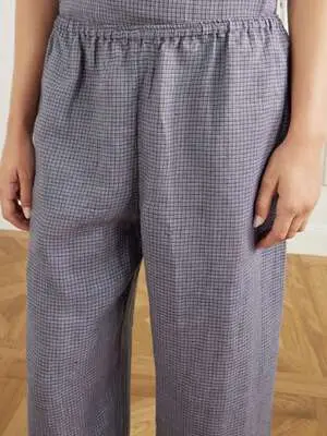DEIJI STUDIOS Ease Checked Linen Straight-leg Pants