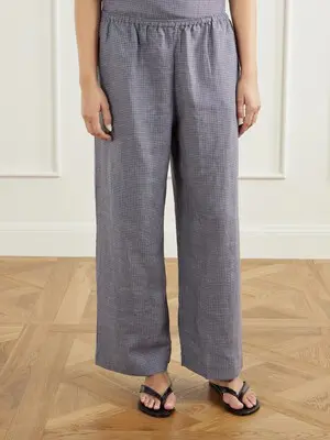 DEIJI STUDIOS Ease Checked Linen Straight-leg Pants