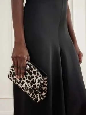 LIFFNER Pushlock Leopard-printed Calf-hair Clutch