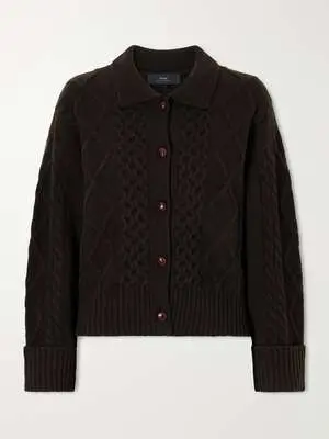 Arch4 Columbia Cable-knit Cashmere Cardigan - Brown