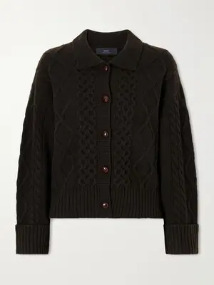 Arch4 Columbia Cable-knit Cashmere Cardigan - Brown