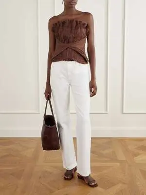 ANDRES OTALORA De Los Astros Pleated Twisted Linen Bustier Top