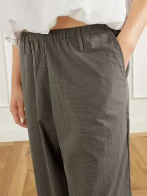 DEIJI STUDIOS Checked Organic Cotton Wide-leg Pants