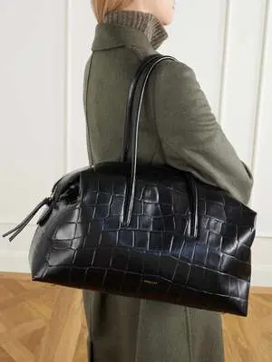 DEMELLIER The Stockholm Crocodile-effect Leather Shoulder Bag