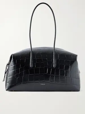DEMELLIER The Stockholm Crocodile-effect Leather Shoulder Bag - Black