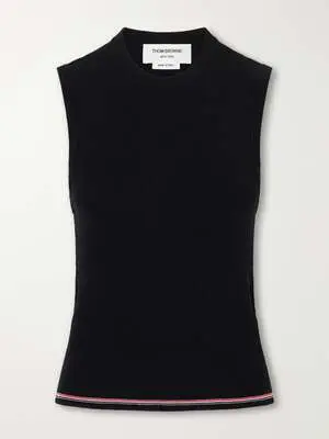 Thom Browne Ribbed Merino Wool Tank - Black