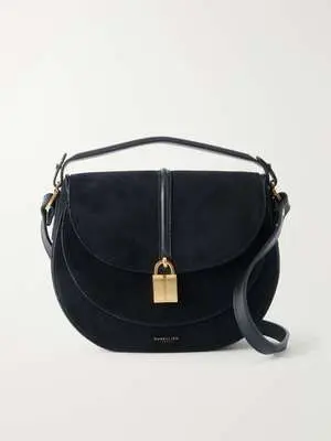 DEMELLIER The Siena Leather-trimmed Suede Shoulder Bag - Black