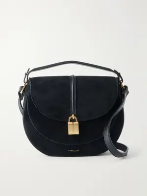 DEMELLIER The Siena Leather-trimmed Suede Shoulder Bag - Black