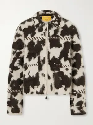 Guest In Residence Grizzly Cowhide Leather-trimmed Brushed Cashmere Jacket - Multi