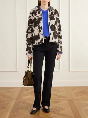 Guest In Residence Grizzly Cowhide Leather-trimmed Brushed Cashmere Jacket