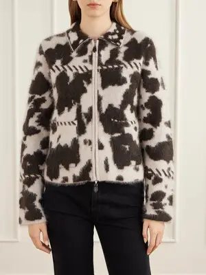 Guest In Residence Grizzly Cowhide Leather-trimmed Brushed Cashmere Jacket