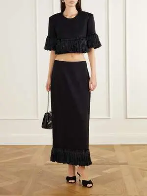 HEIRLOME Matilde Bouclé Fringed Wool-blend Blouse