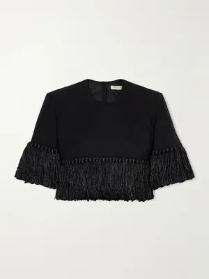 HEIRLOME Matilde Bouclé Fringed Wool-blend Blouse