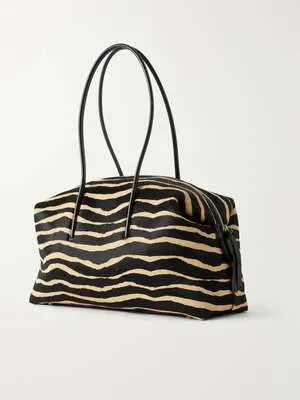 DEMELLIER The Stockholm Zebra-print Leather-trimmed Calf-hair Shoulder Bag - Zebra Print