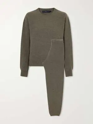 Arch4 Elsa Ribbed Cashmere Sweater And Pants Set - Brown