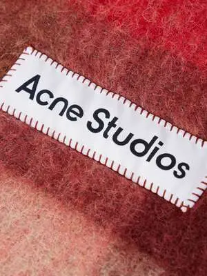 Acne Studios Fringed Checked Brushed Alpaca, Wool And Mohair-blend Scarf