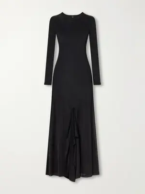 THE PARK Eileen Ruffled Lyocell Maxi Dress - Black