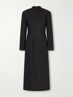 HEIRLOME Brigette Silk-twill Midi Dress - Black