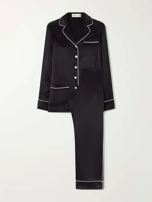 Olivia Von Halle Coco Silk-satin Pajama Set - Black