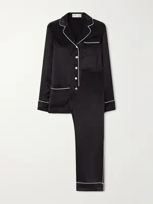 Olivia Von Halle Coco Silk-satin Pajama Set - Black