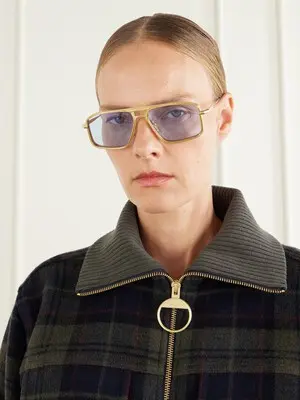 JACQUES MARIE MAGE Earl Aviator-style -tone Sunglasses