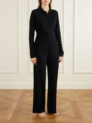 Olivia Von Halle Dree Silk And Cashmere-blend Pajama Set