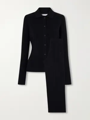 Olivia Von Halle Dree Silk And Cashmere-blend Pajama Set - Black