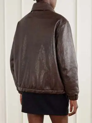 Magda Butrym Leather Blouson Jacket - Dark Brown
