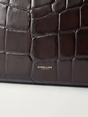 DEMELLIER The Midi Hudson Crocodile-effect Leather Tote - Brown