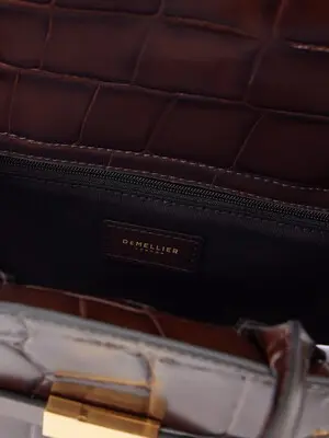DEMELLIER The Midi Hudson Crocodile-effect Leather Tote - Brown