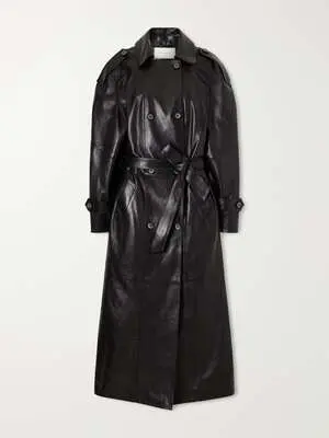 Magda Butrym Double-breasted Full-grain Leather Trench Coat - Black