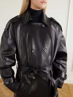 Magda Butrym Double-breasted Full-grain Leather Trench Coat