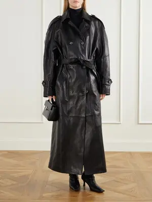 Magda Butrym Double-breasted Full-grain Leather Trench Coat