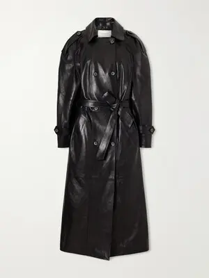 Magda Butrym Double-breasted Full-grain Leather Trench Coat - Black