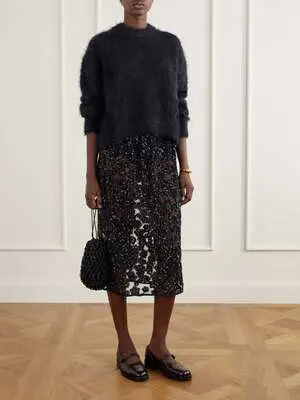 Cecilie Bahnsen Bria Sequined-embellished Mesh Midi Skirt