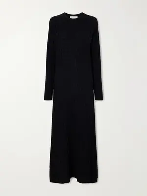 Arch4 Delfino Cable-knit Cashmere And Silk-blend Maxi Dress - Black