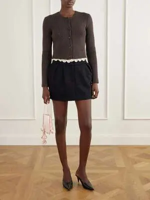 Magda Butrym Crochet-trimmed Ribbed Cashmere Cardigan