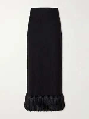 HEIRLOME Matilde Fringe-detail Wool-blend Maxi Skirt