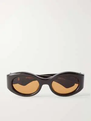 JACQUES MARIE MAGE Gia Oversized Oval-frame Acetate Sunglasses - Brown