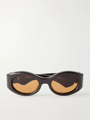 JACQUES MARIE MAGE Gia Oversized Oval-frame Acetate Sunglasses - Brown
