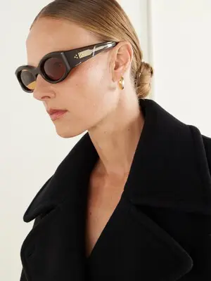 JACQUES MARIE MAGE Gia Oversized Oval-frame Acetate Sunglasses - Brown