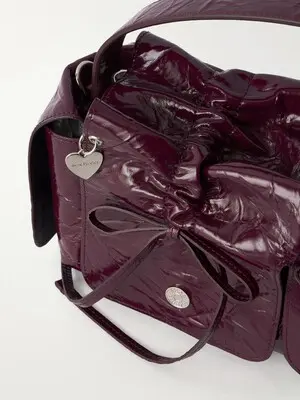 Acne Studios Multipocket Bow-detail Crinkled Patent-leather Shoulder Bag