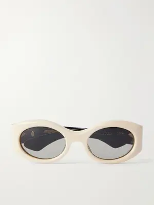 JACQUES MARIE MAGE Gia Oversized Oval-frame Acetate Sunglasses - Neutrals
