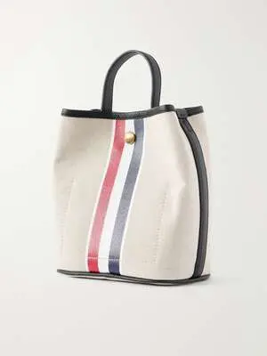 Thom Browne Striped Leather-trimmed Canvas Bucket Bag