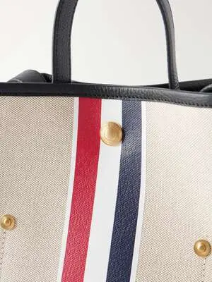 Thom Browne Striped Leather-trimmed Canvas Bucket Bag
