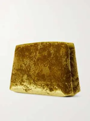 LIFFNER Pushlock Leather-trimmed Velvet Clutch