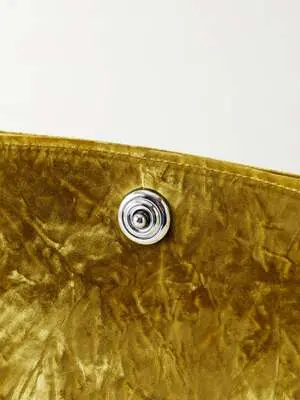 LIFFNER Pushlock Leather-trimmed Velvet Clutch